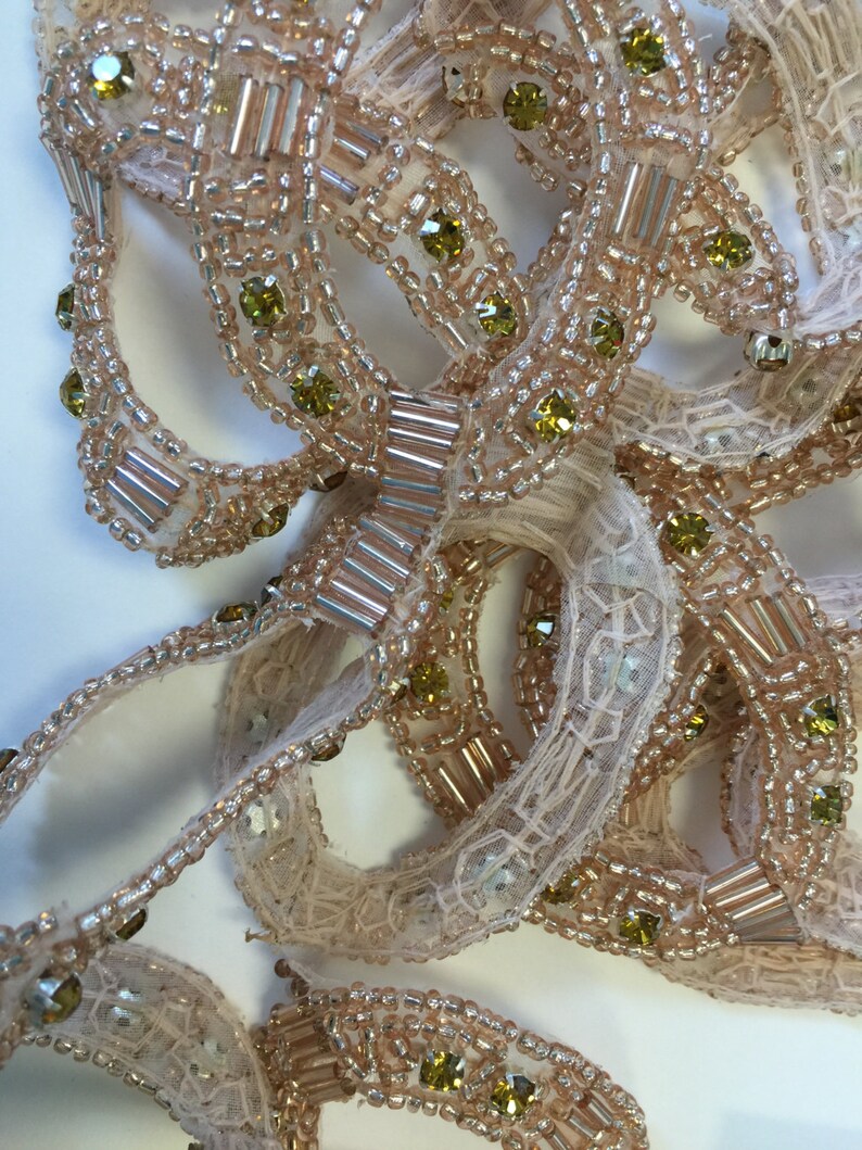 Beaded Circle With Rhinestone Sold by the Yard. Motif, Jewellery ...