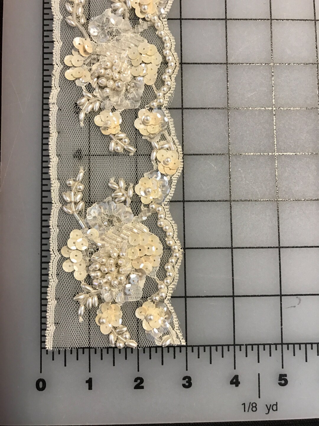 Ivory Beaded Appliqué Trims. Sold by the Yard.beaded Trims, Beaded ...