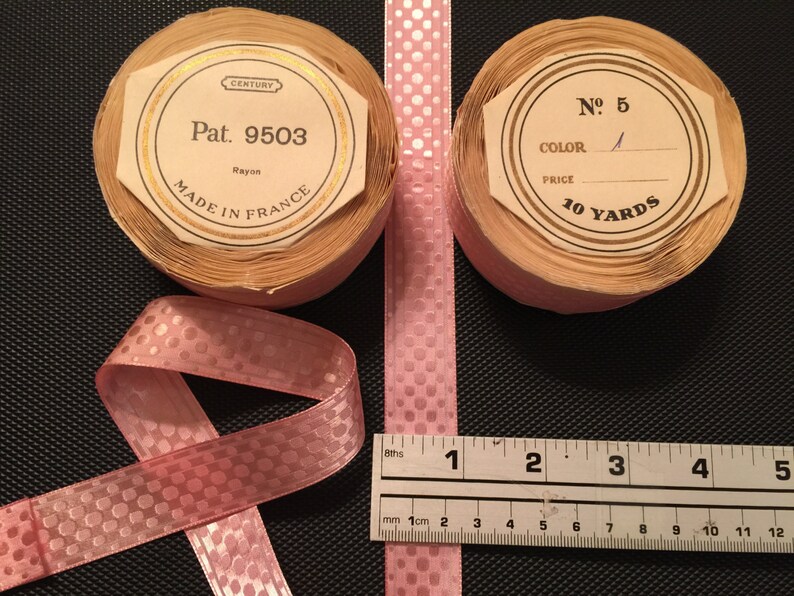 10 Yards of Pink Polka Dot Ribbon. Vintage Ribbon, Polka Dot Ribbon ...