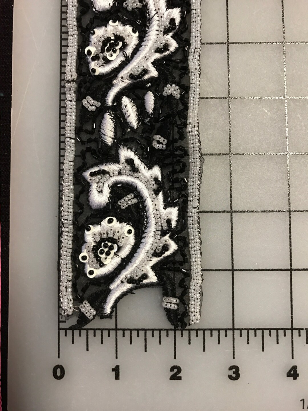 Black and White Embroidered Ribbon Trim. Pearl Beaded Trim, Bridal ...