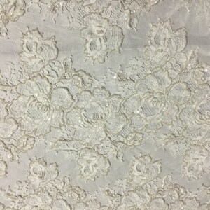 5 Yards of French Chantilly Beaded Ivory Lace Fabric. Wedding Lace ...