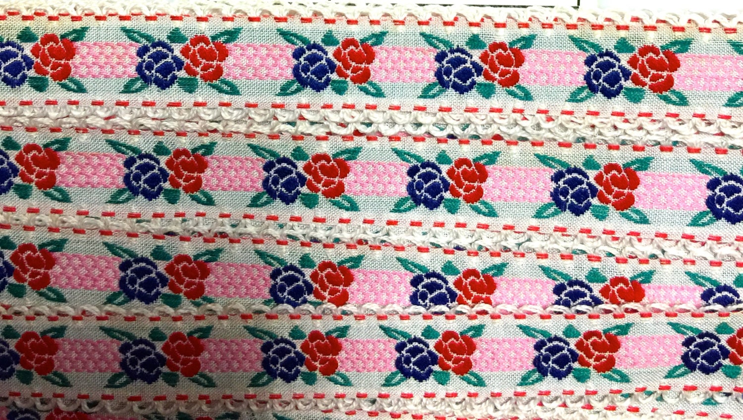 22 Yards of Vintage Jacquard Embroidery Florals. 7/8 Wide. Choose Your ...