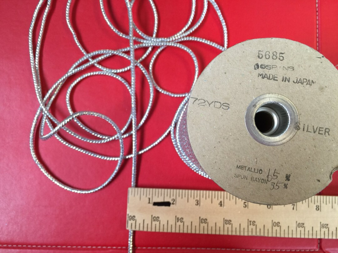 Silver Metallic Cord- 72 Yards. Made in Japan. Sold by the Roll ...