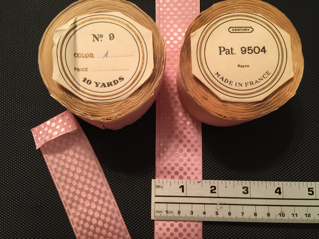 10 Yards of Pink Polka Dot Ribbon. Vintage Ribbon, Polka Dot Ribbon ...