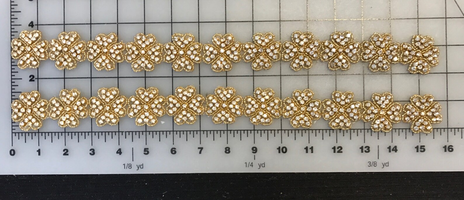 2 Piece of Long Gold Crystal Rhinestone Trim. Each Piece | Etsy