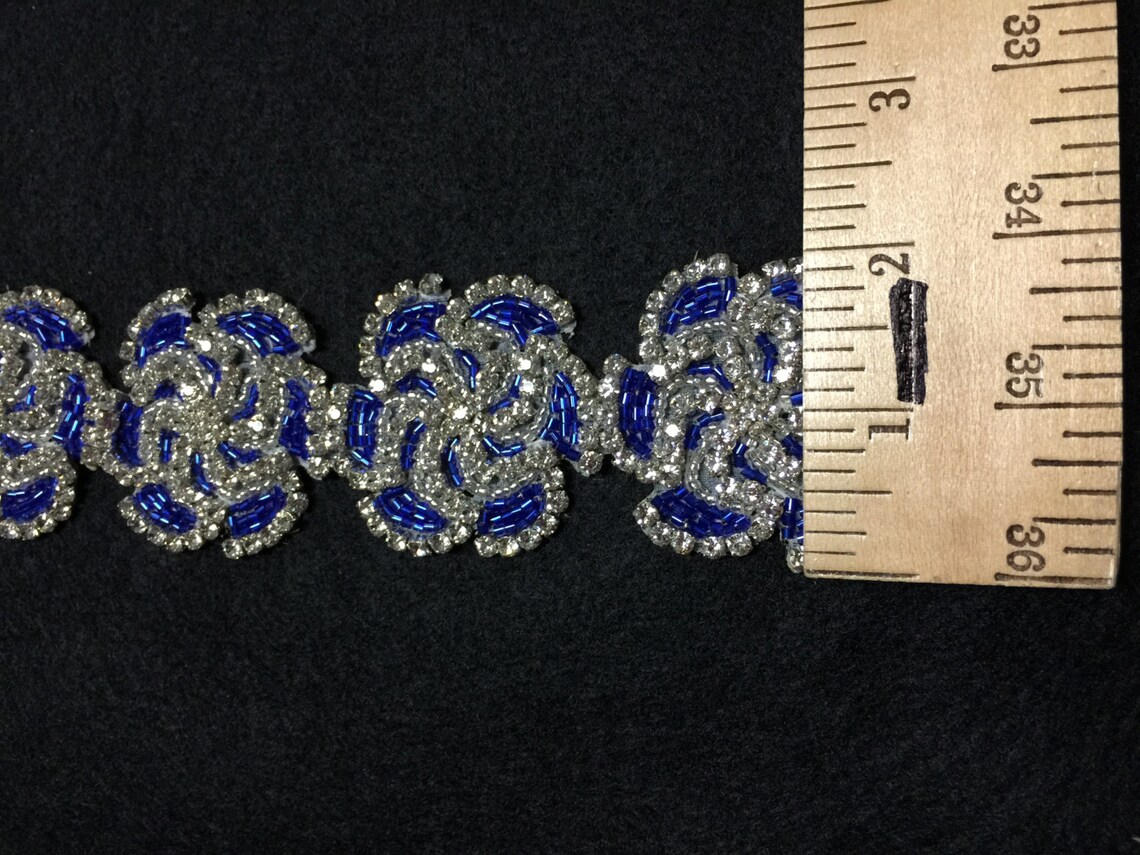 25 Long Crystal Rhinestone Royal Blue Trim. Crystal - Etsy