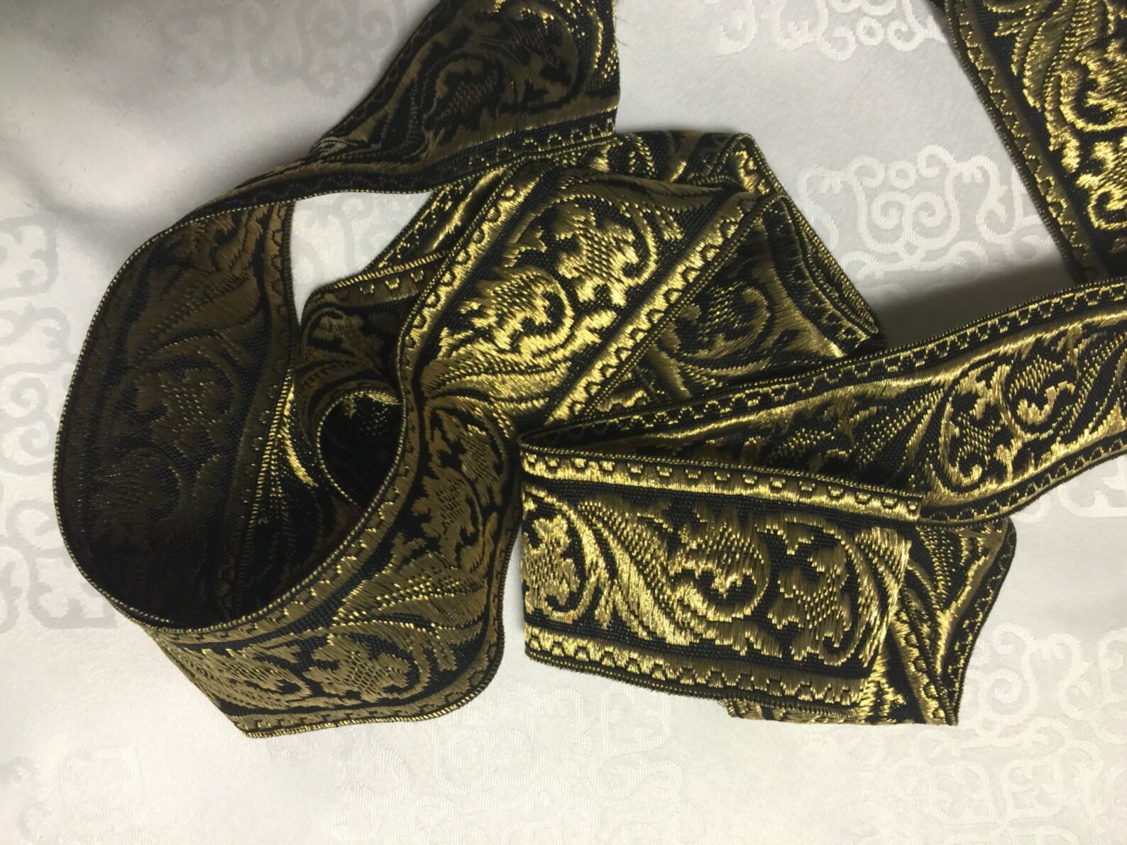 Vintage Metallic Jacquard Ribbon Metallic Ribbon Metallic | Etsy