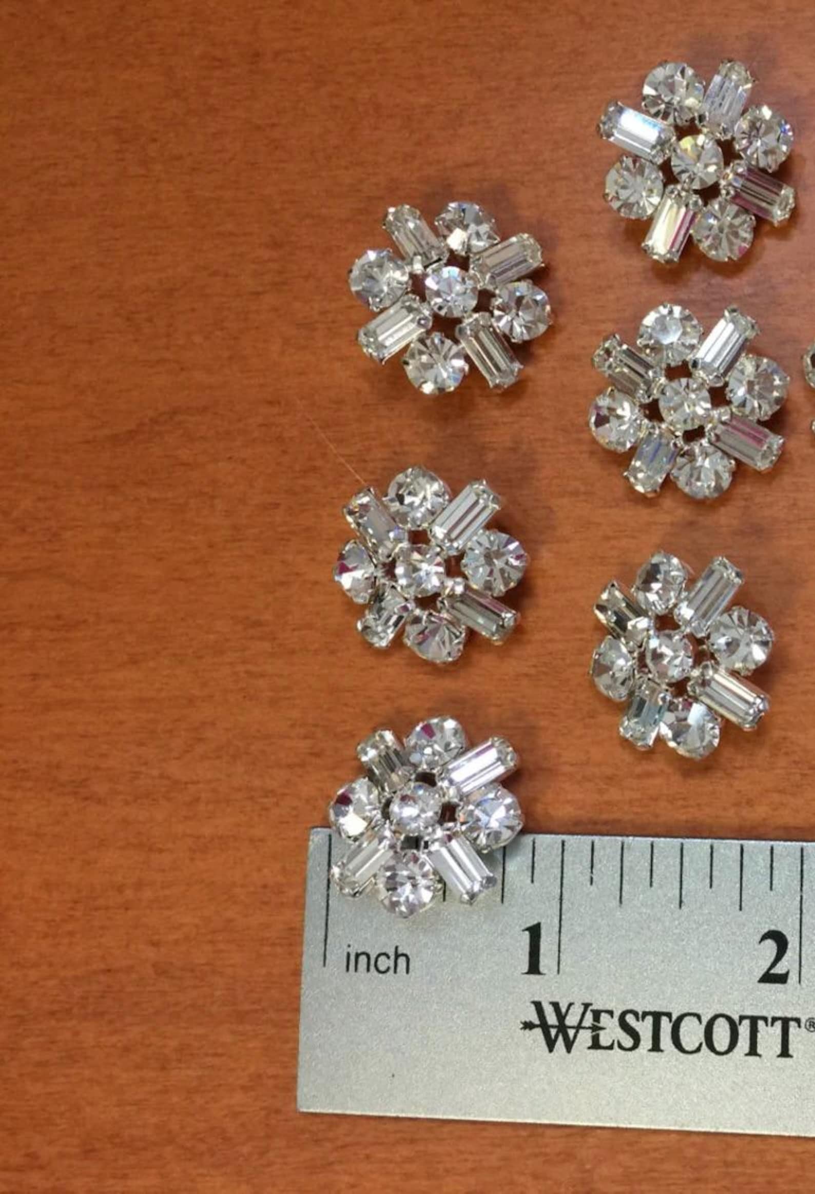 6 Vintage Czech Glass Buttons Crystal Clear Silver Metal Shank.made in ...