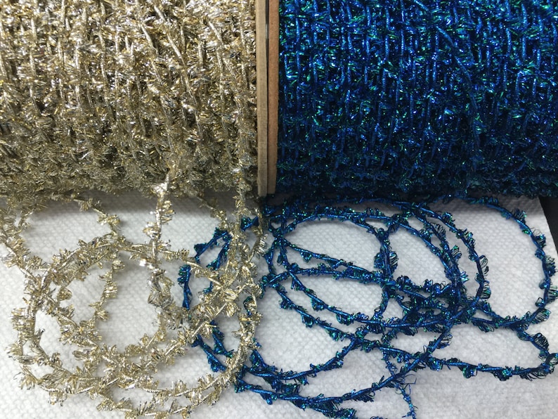 144 Yards of Vintage Tinsel Twine String Blue and Goldcord - Etsy