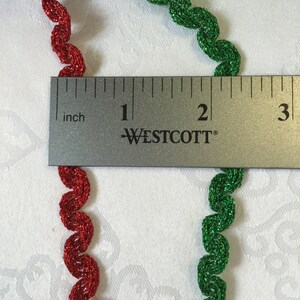 Metallic Ric Rac Ribbon, Green Zigzag Ribbon, Red Ric Rac Trim. Made in ...