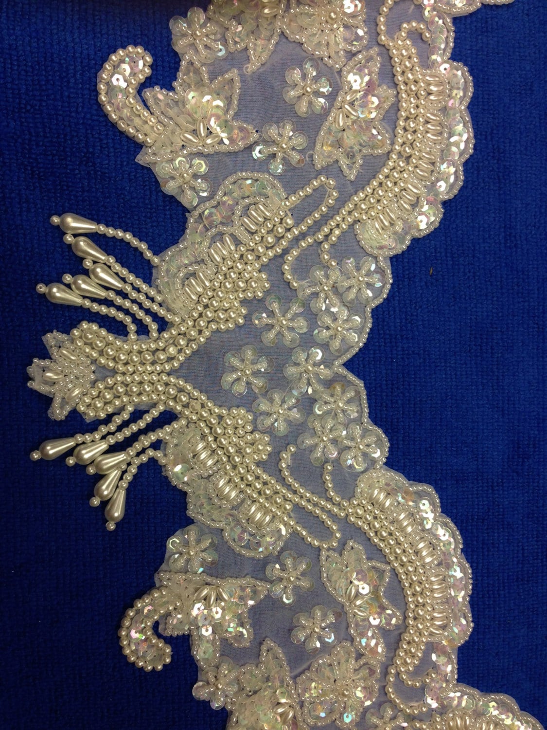 Large Pearl Beaded Sequin Neckline Applique - Etsy