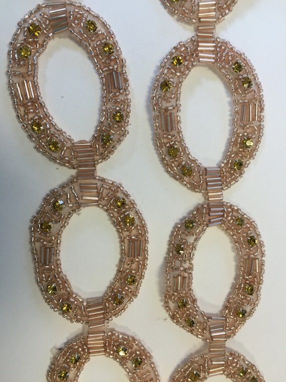 Beaded Circle with Rhinestone sold by the Yard. Motif | Etsy