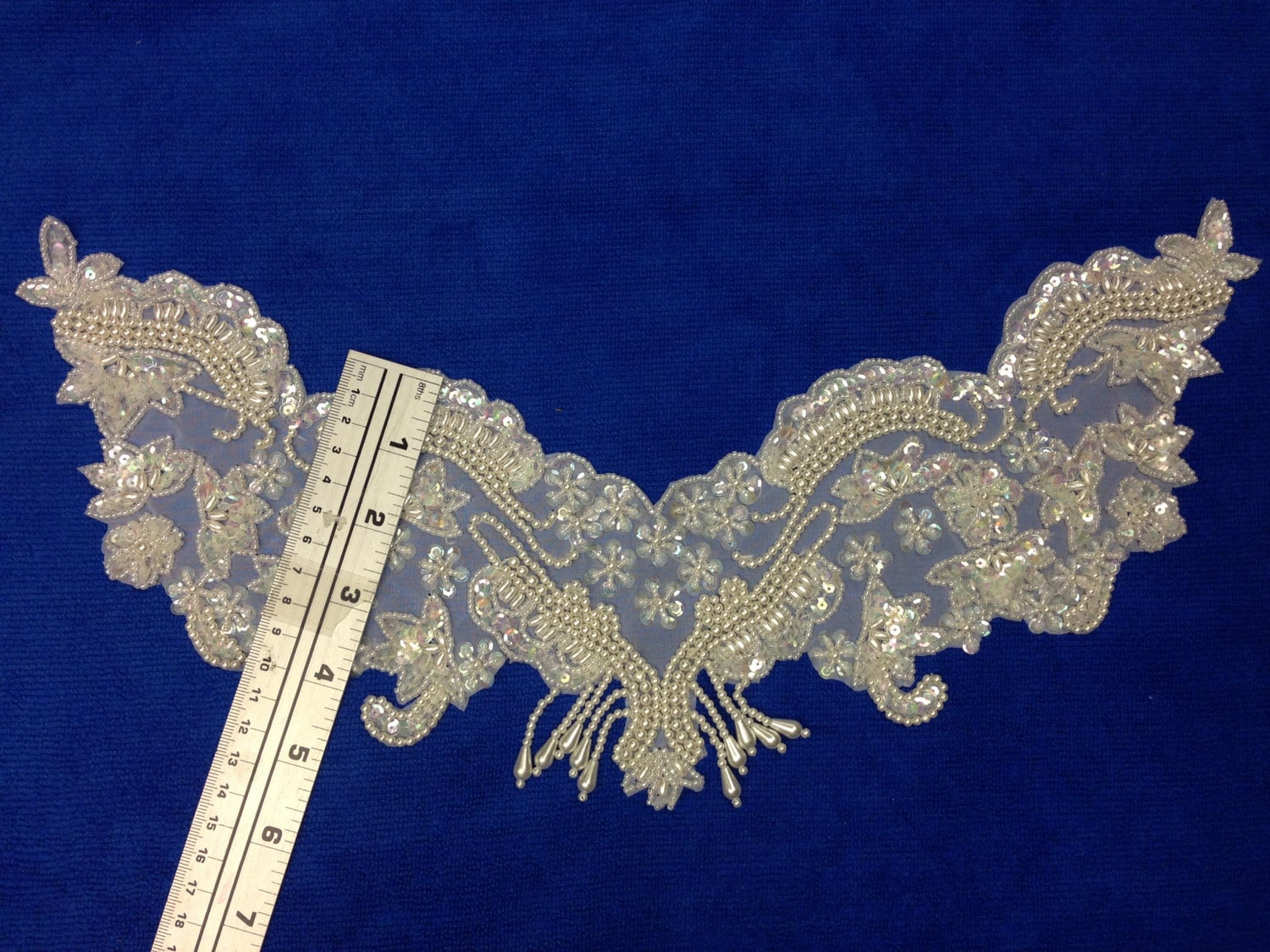 Large Pearl Beaded Sequin Neckline Applique - Etsy