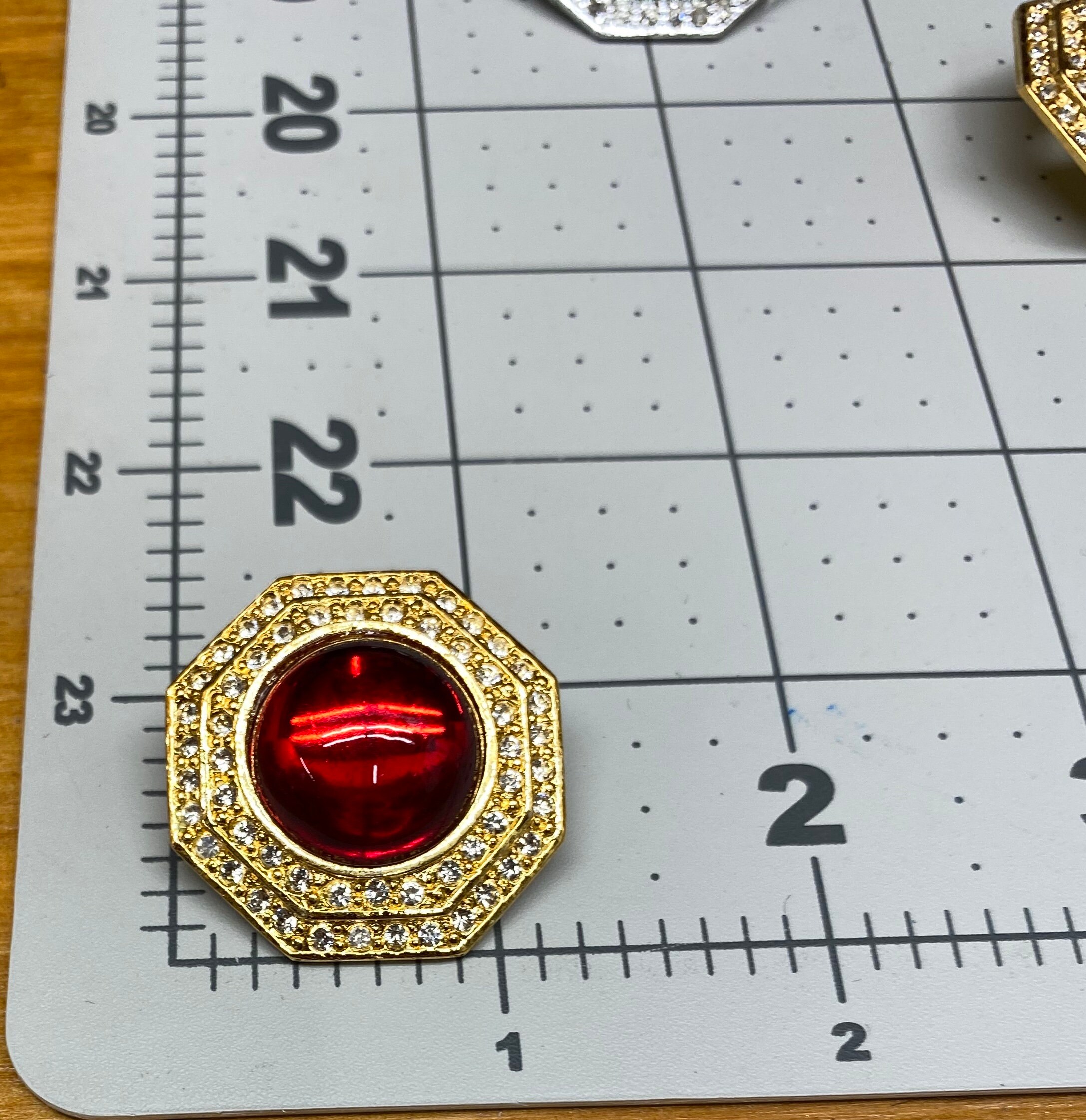 Gold Buttons Octagon Shape Rhinestone BlackRed and Gold | Etsy