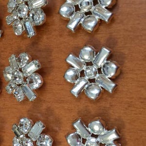 6 Vintage Czech Glass Buttons Crystal Clear Silver Metal Shank.made in ...