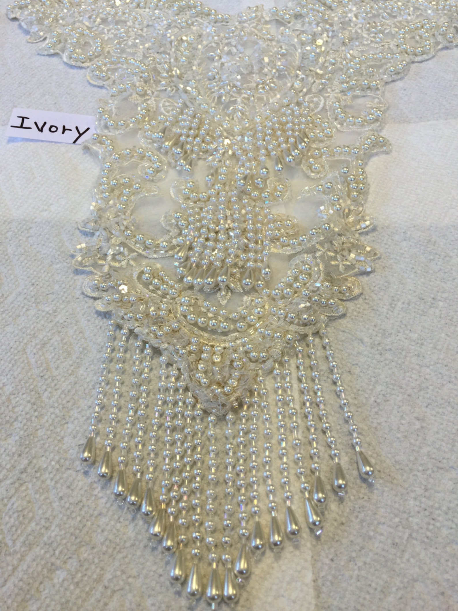 Pearl Beaded Sequin Neckline Appliqué, Bodice Sequin Beaded Appliqué ...