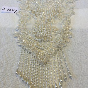 Pearl Beaded Sequin Neckline Appliqué, Bodice Sequin Beaded Appliqué ...