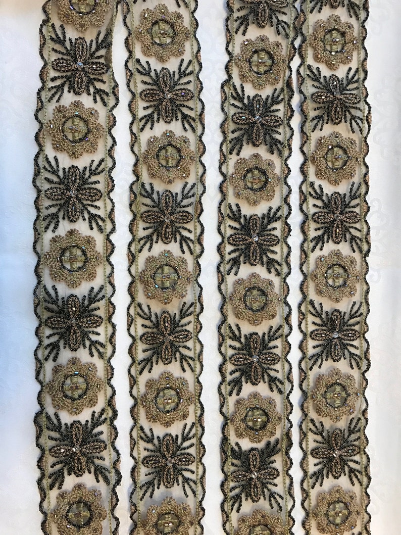 Embroidered Trim Beaded Trim. Sold by the Yard. - Etsy