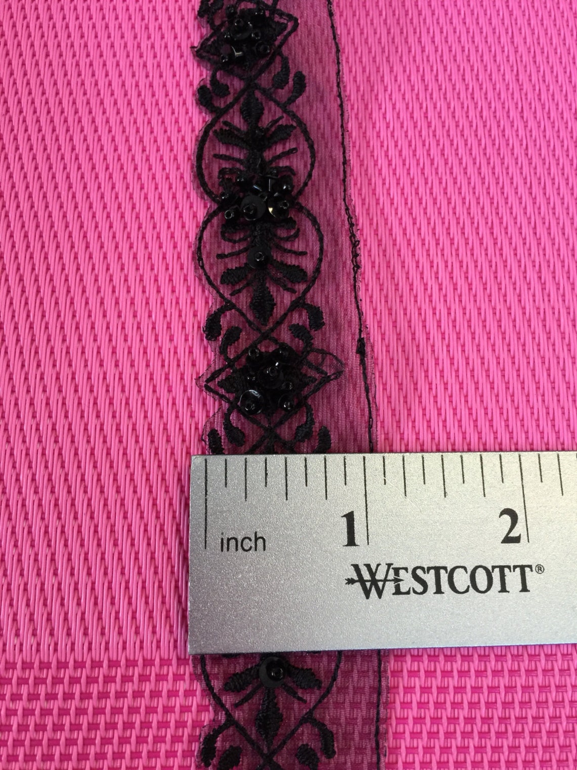 Sold by the Yard of Black Beaded Trim,narrow Trims, Trims, Beaded Trims ...