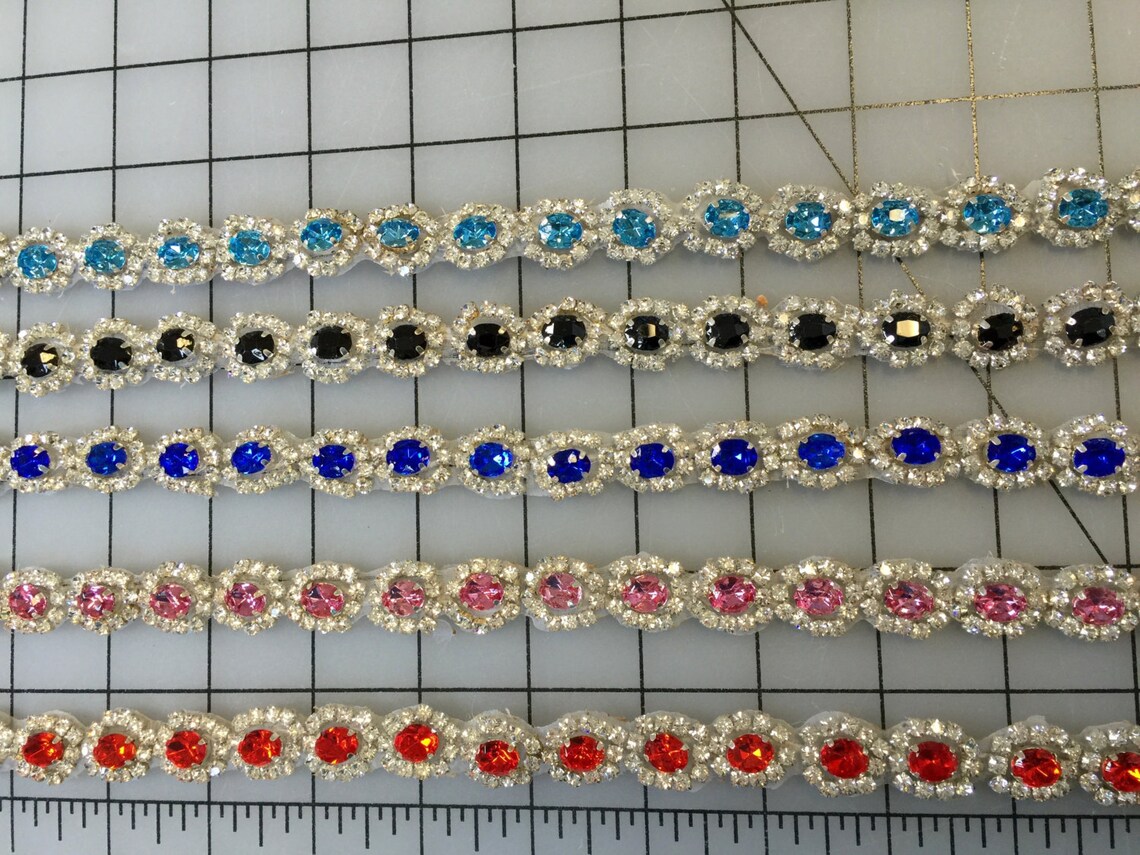 5 Colours of Rhinestone Trim. Narrow Trim Narrow Rhinestone | Etsy