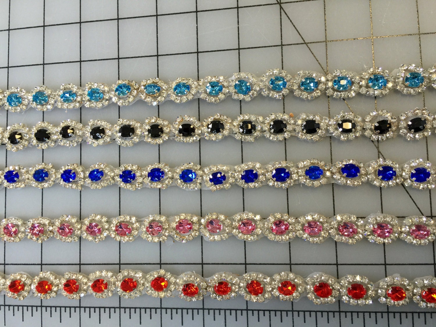 5 Colours of Rhinestone Trim. Narrow Trim Narrow Rhinestone | Etsy