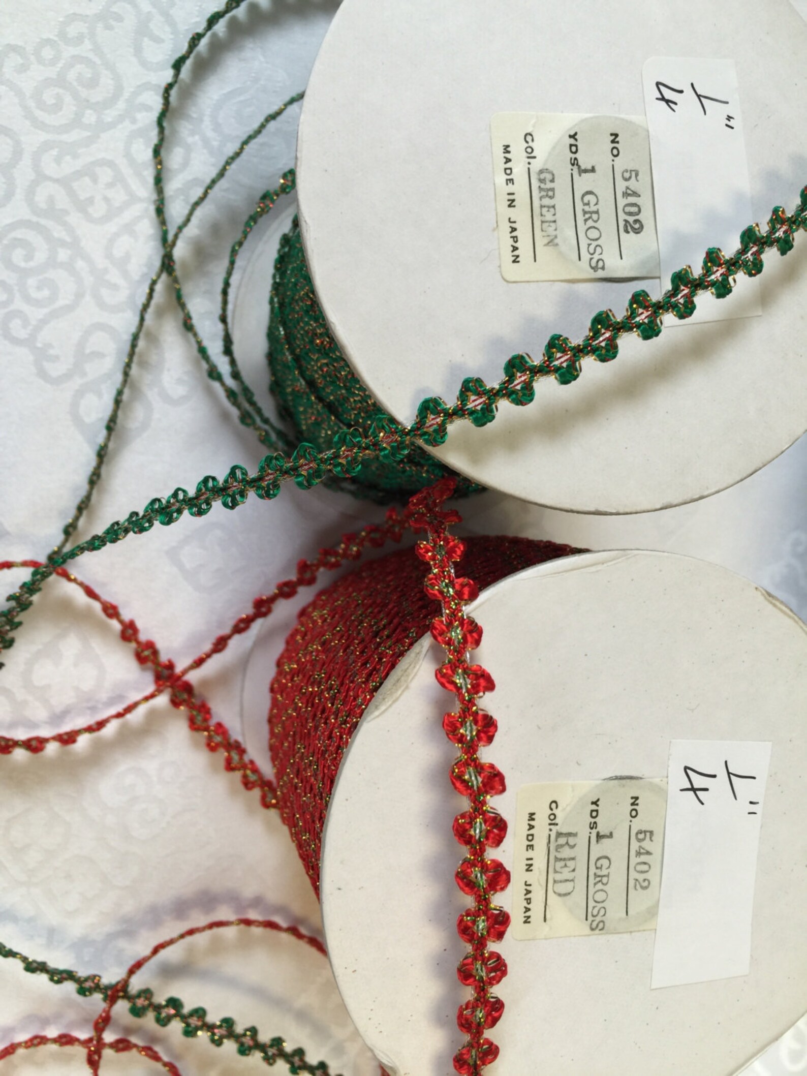 Metallic Ric Rac Ribbon, Green Zigzag Ribbon, Red Ric Rac Trim. Made in ...