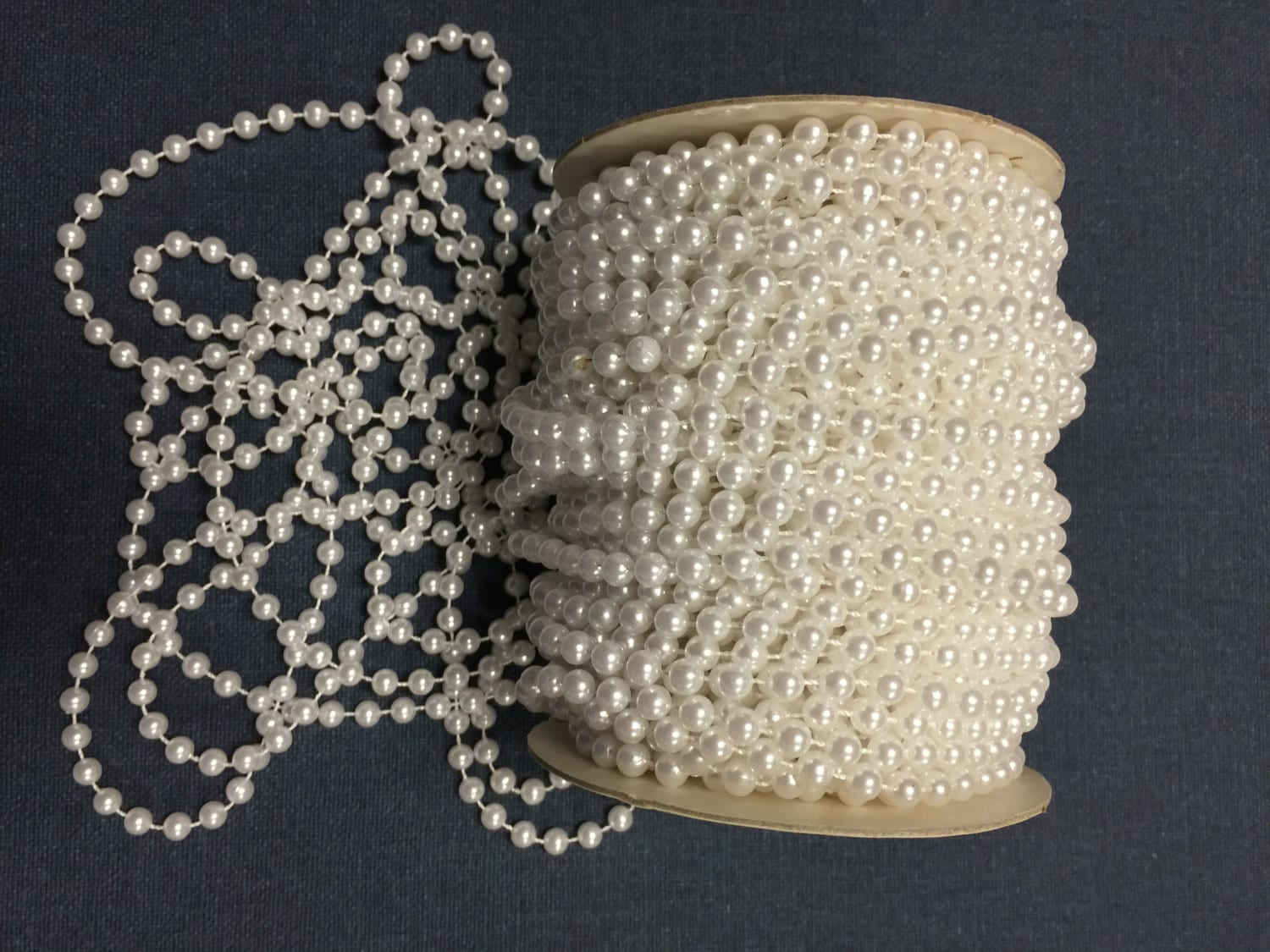 36 Yards of Vintage Faux Pearl Beads on Spool White Pearl | Etsy