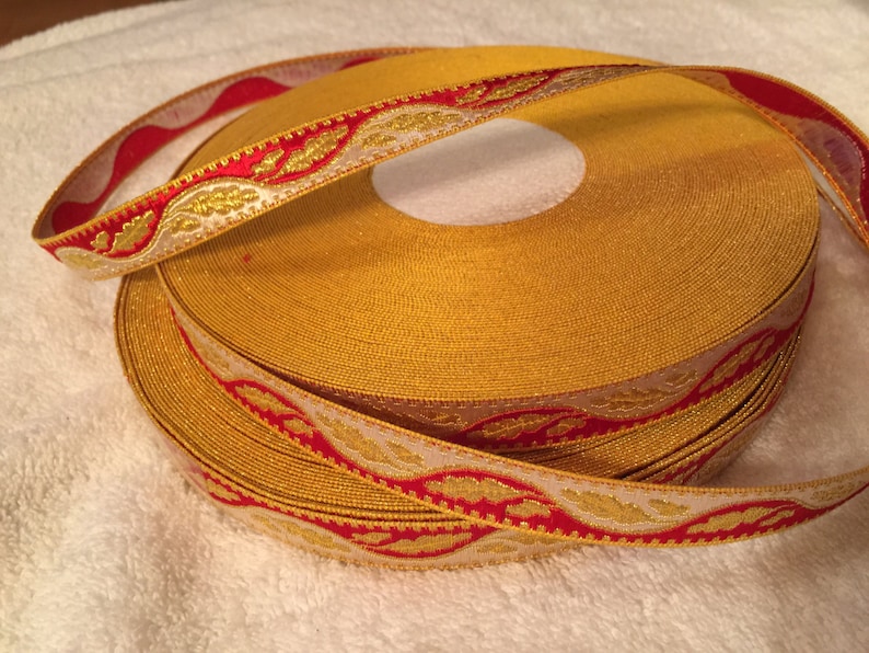 Vintage Metallic Jacquard Ribbon Sold by the Yard. Made in - Etsy