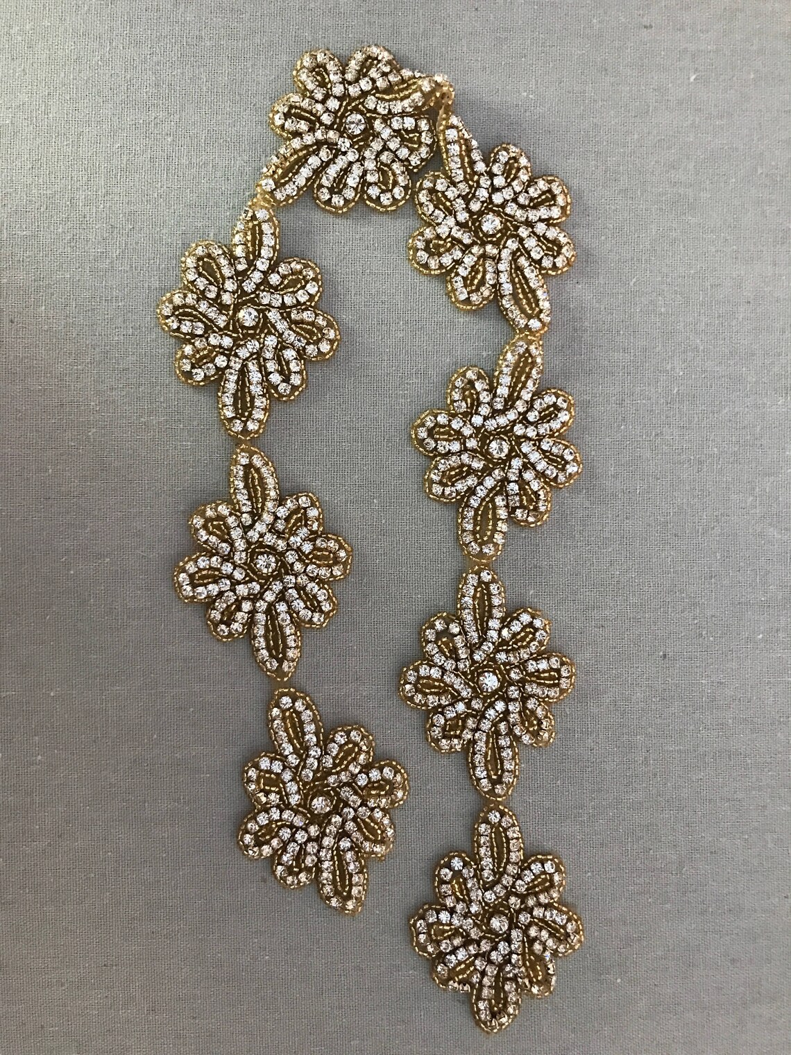 25 Inches Long Gold Rhinestone Crystal. Motif Jewellery - Etsy