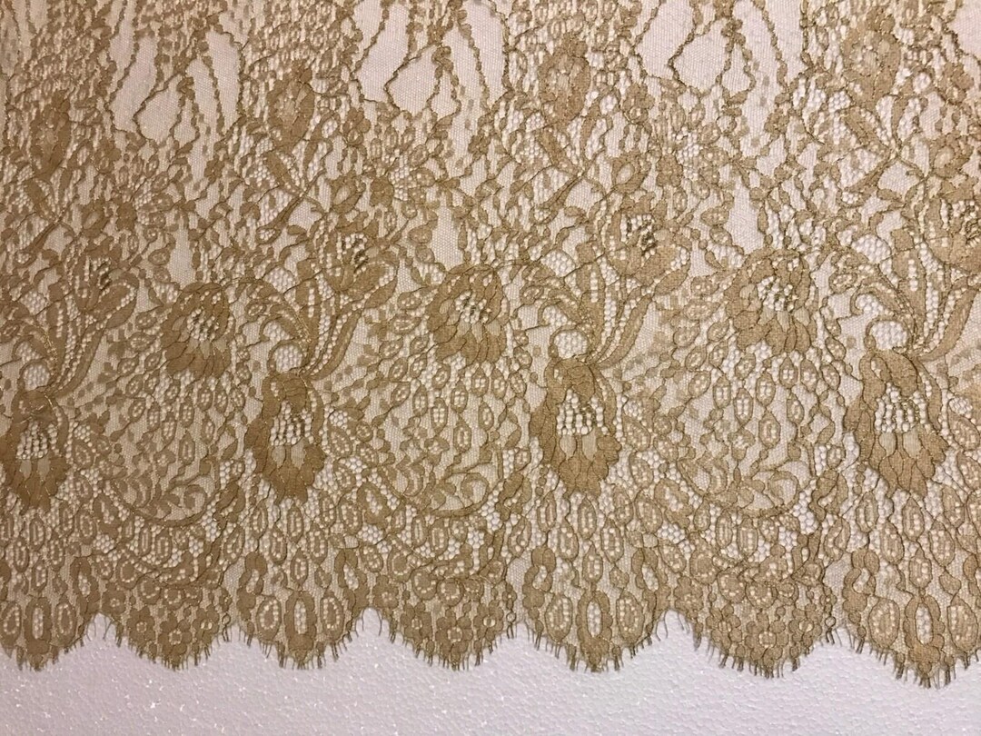 Gold Metallic Chantilly Eyelash Lace.metallic Lace Scallop Edging Lace ...