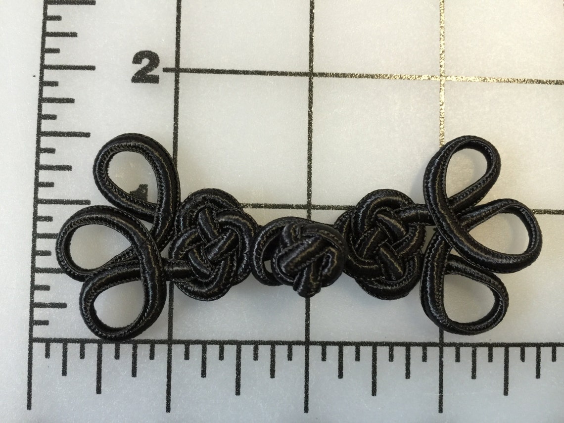 1 Pairs Black Braided Cord Frog Closure Buttons. | Etsy