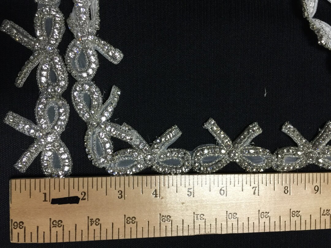 BOW Crystal Rhinestone and Bead Appliqué. Glass Rhinestone Bow. Sold by ...