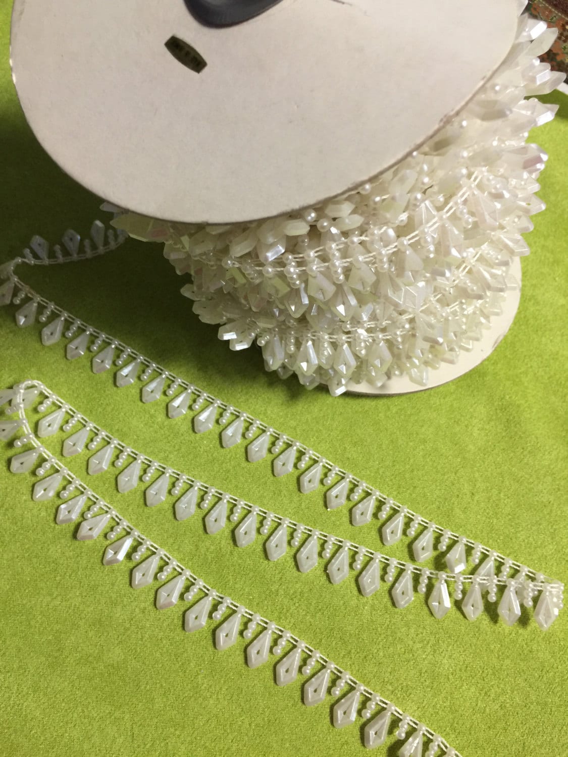 36 Yards of Vintage Woven Edge Pearls, Vintage Shiny Textured Pearls ...