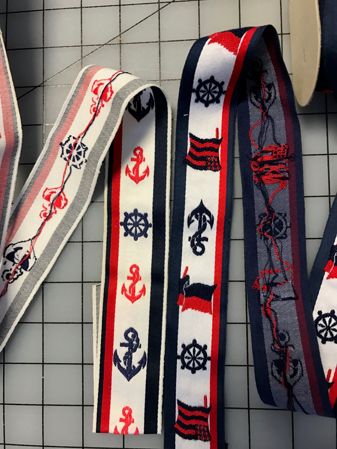 Flag Anchors Vintage Nautical Jacquard Ribbon.Flag Ribbon Sold | Etsy