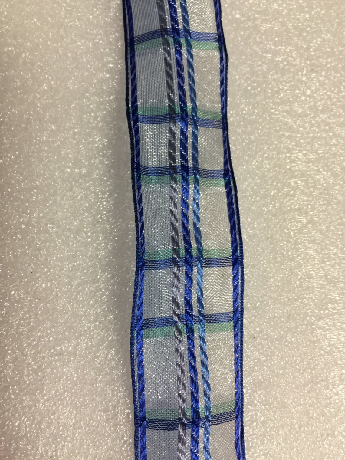 Blue Plaid Wire Edged Ribbon 27 1/2 Yards. Wire Edged Ribbon - Etsy