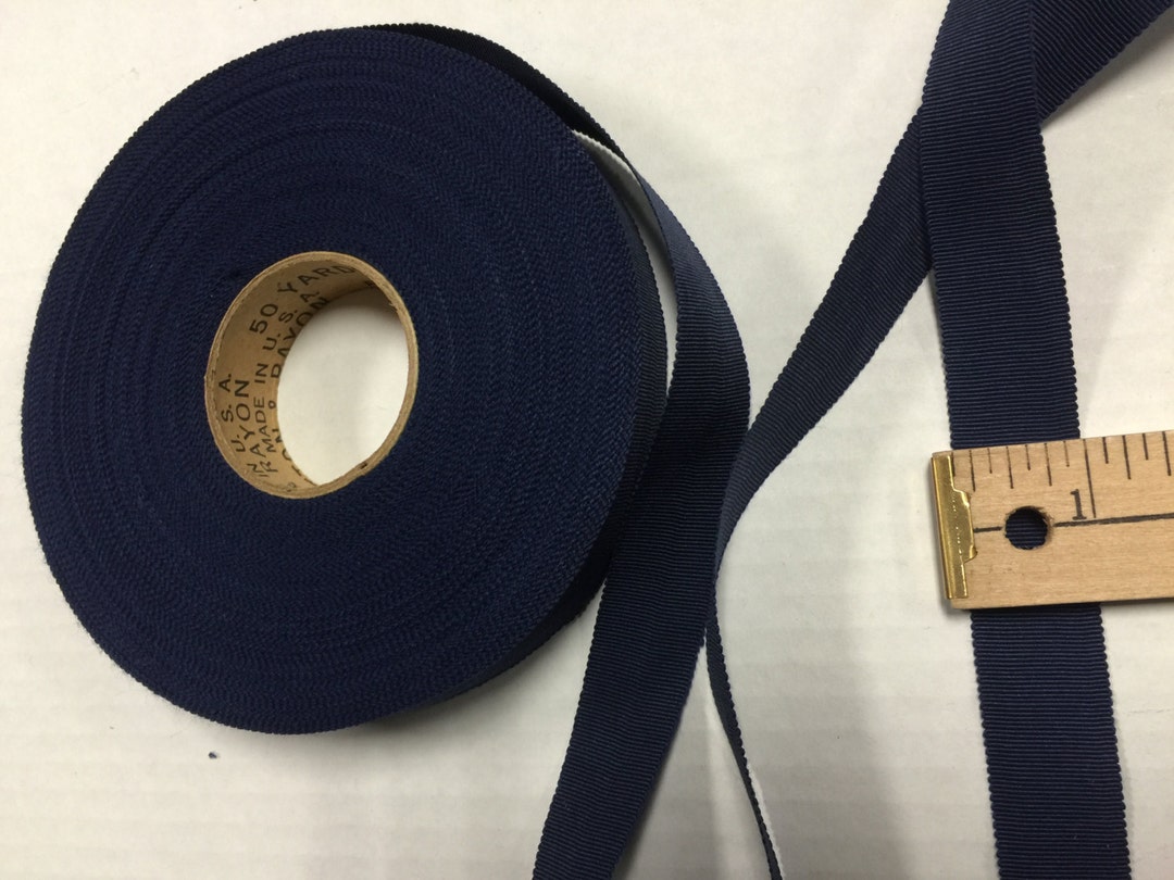 50 Yards of Vintage Gros Grain Ribbon, Made in USA Cotton/rayon. Navy ...