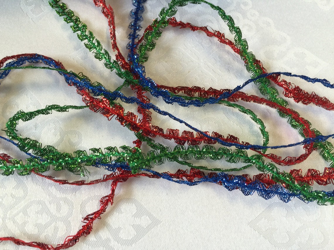 Metallic Ric Rac Ribbon, Green Zigzag Ribbon, Red Ric Rac Trim. Made in ...