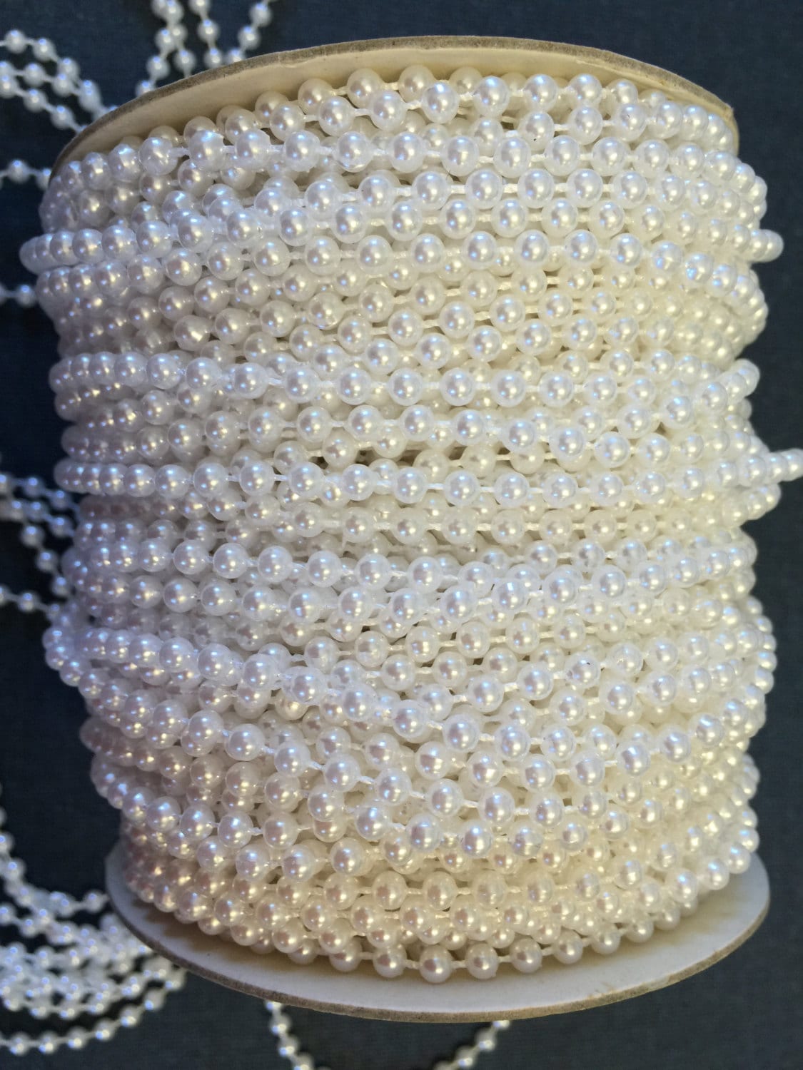 72 Yards of Vintage Faux Pearl Beads on Spool White Pearl | Etsy