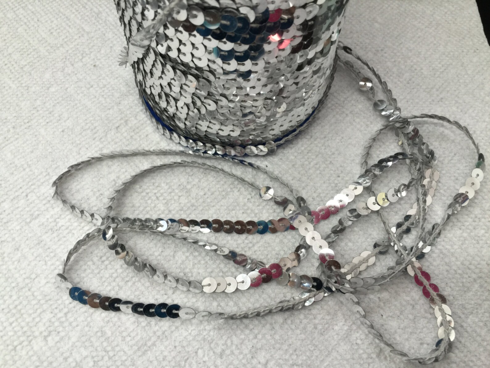 144 Yards of Flat Sequins on Roll. Silver Sequin Roll Silver Sequin ...