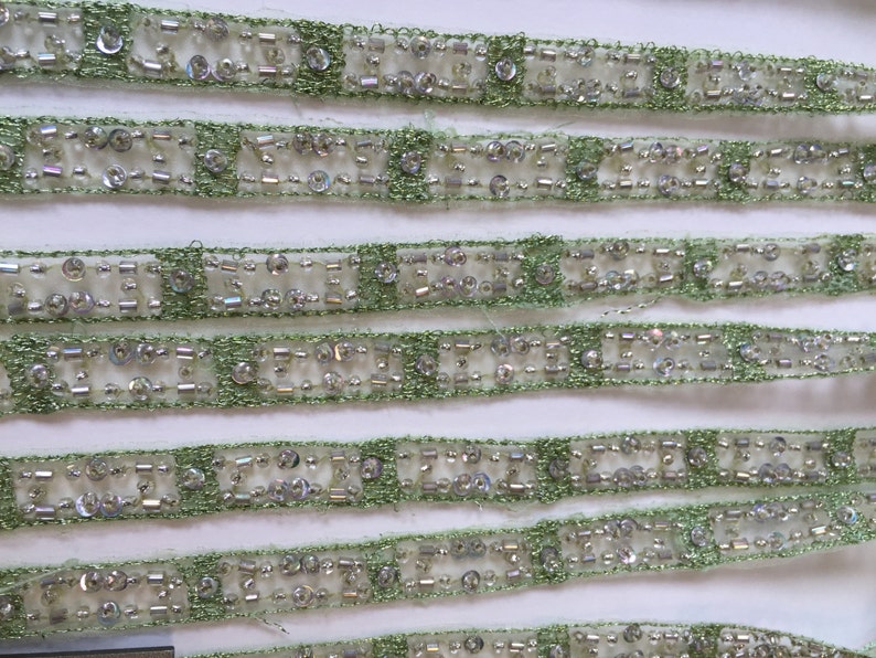 3 Yards Narrow Green Blue Beaded Trim. Beaded Trims.beaded - Etsy