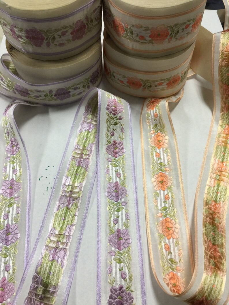 French Vintage Jacquard Floral Ribbon. Made in France. Sold by - Etsy