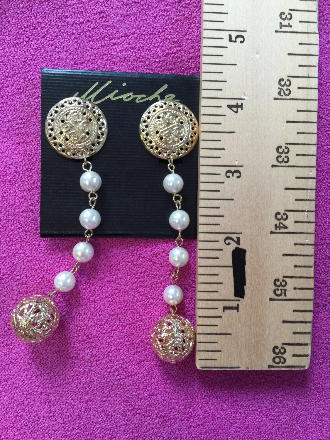 10 Earrings,vintage 90’s Elegant Dangle Gold-plated Metal & Faux Perals ...