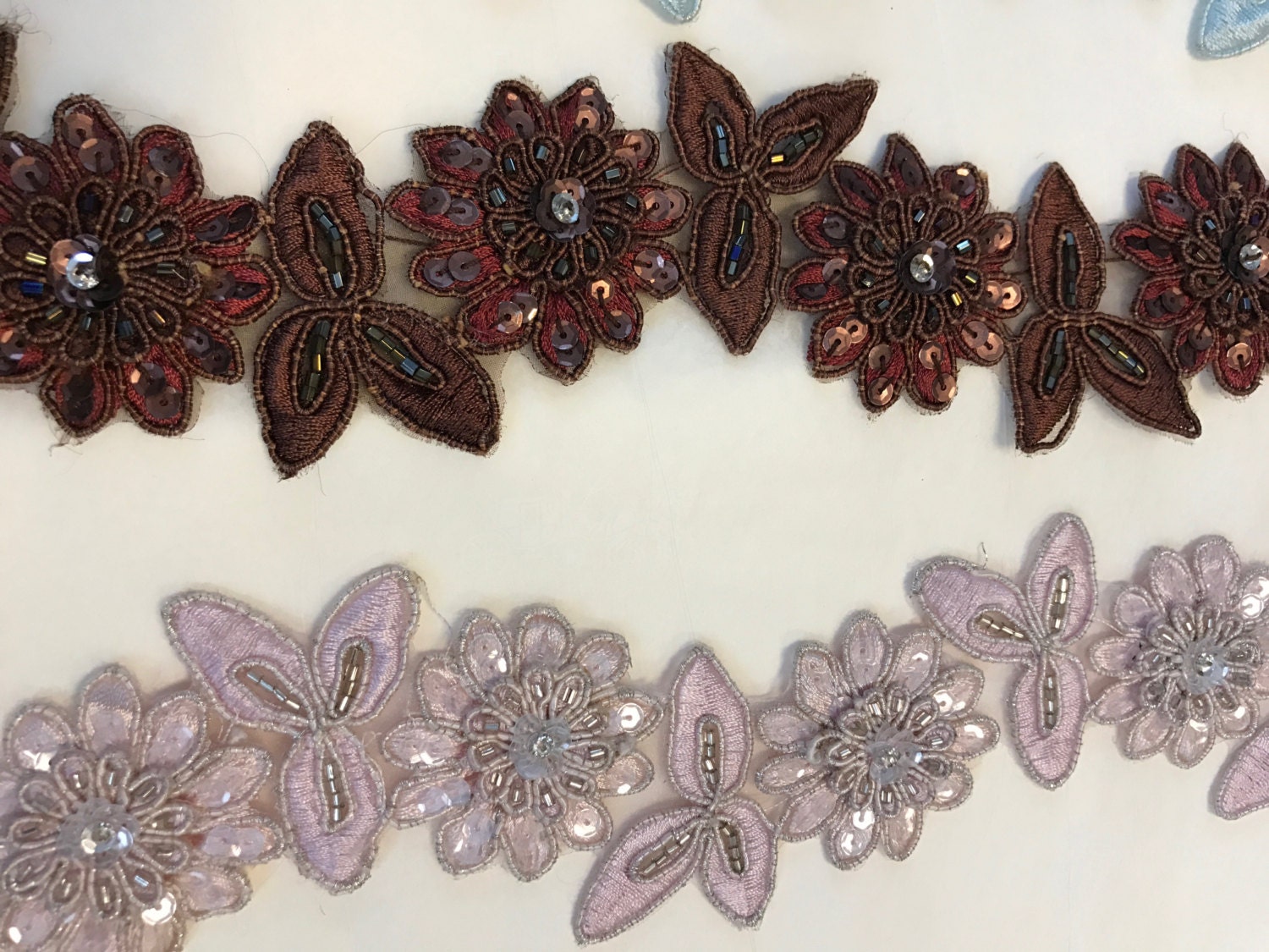 Beaded Sequin Embroidery Ribbon Lace Trim.pearl Beaded Lace Trim. Sold ...