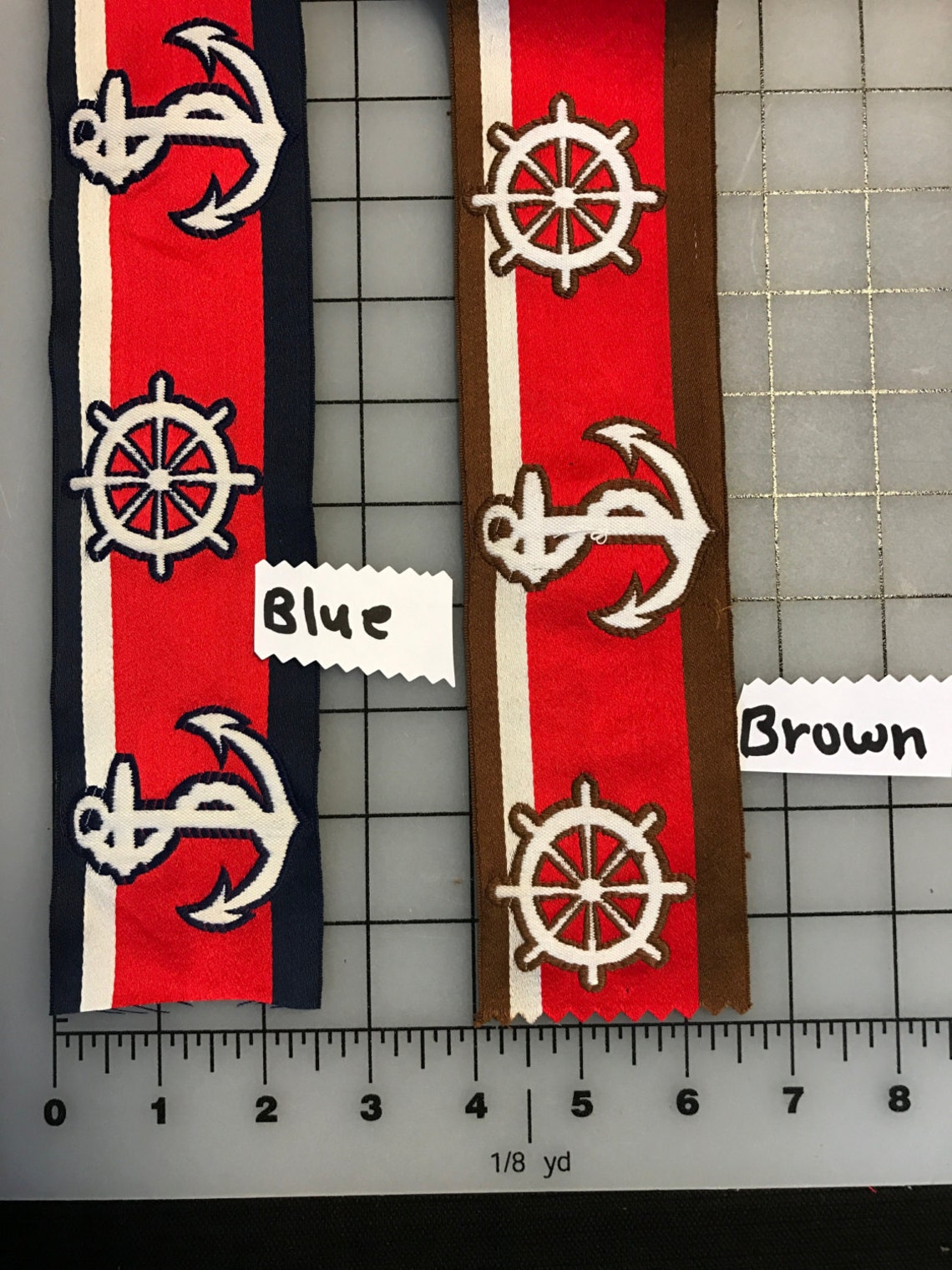 Jacquard Nautical Ribbon. Made in France. Nautical Anchor - Etsy