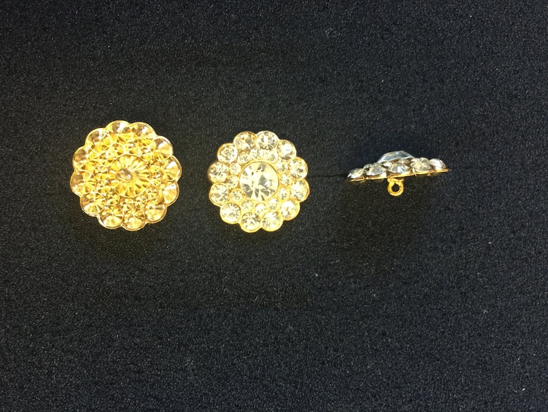 12 Vintage Colour Crystal Gold Rhinestone Buttons.Made in | Etsy