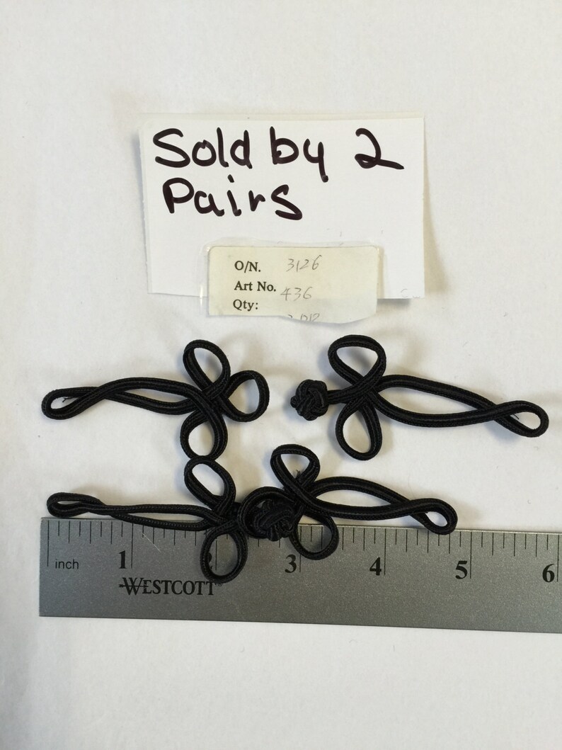 2 Pairs Black Braided Cord Frog Closure Buttons. | Etsy