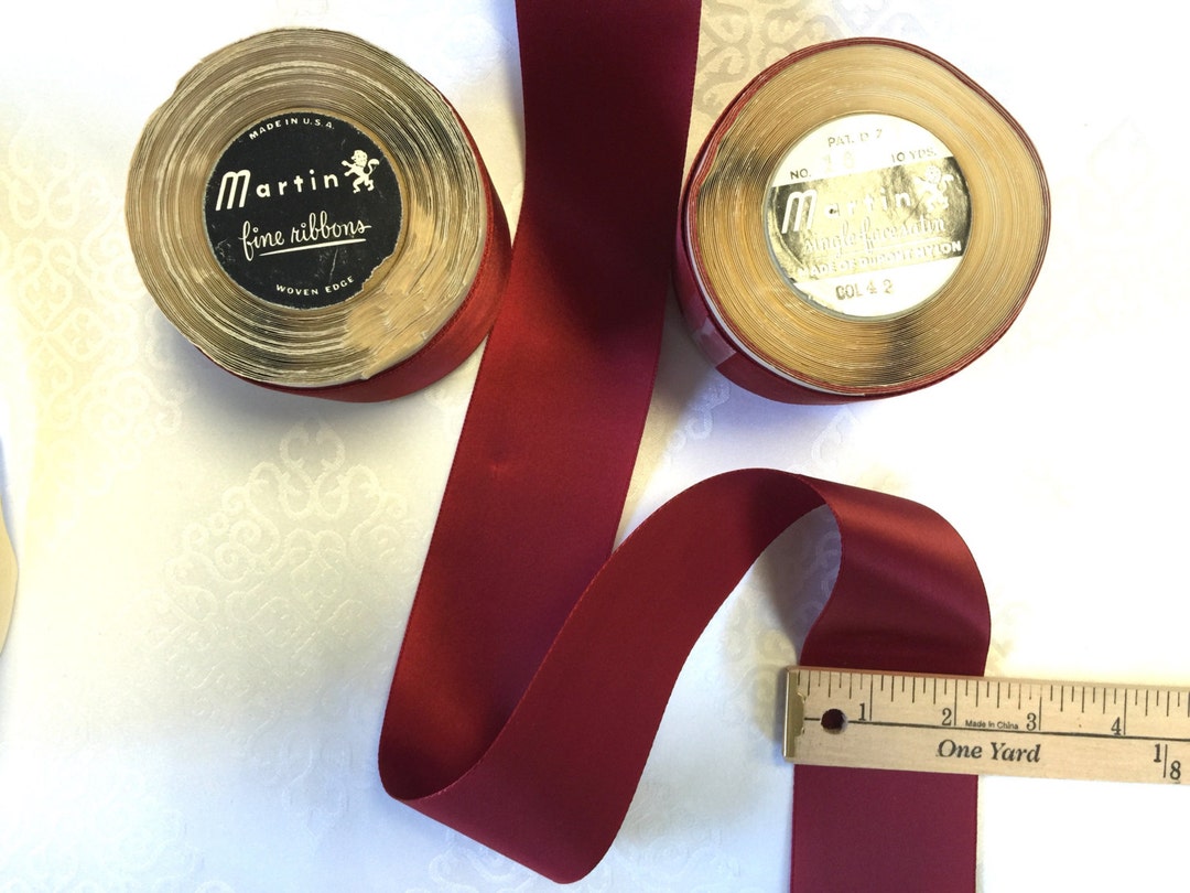 Vintage Burgundy Satin Ribbon Single Face. Sold by the Roll of 10 Yards ...