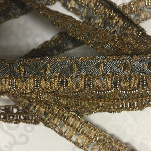 Vintage Braid Metallic Jacquard Ribbon, Sold by the Yard. Metallic ...
