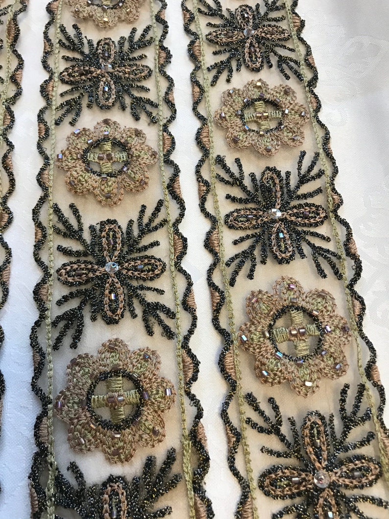 Embroidered Trim Beaded Trim. Sold by the Yard. - Etsy
