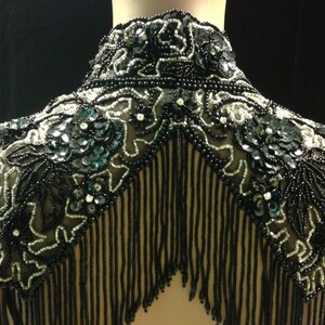 Gorgeous Heavily Beaded Shawl.black Beaded and Sequinned Fringe Shawl ...